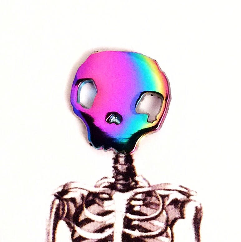 Rainbow Metal Skull Pin Anodized Oil Slick Finish Enamel | Etsy