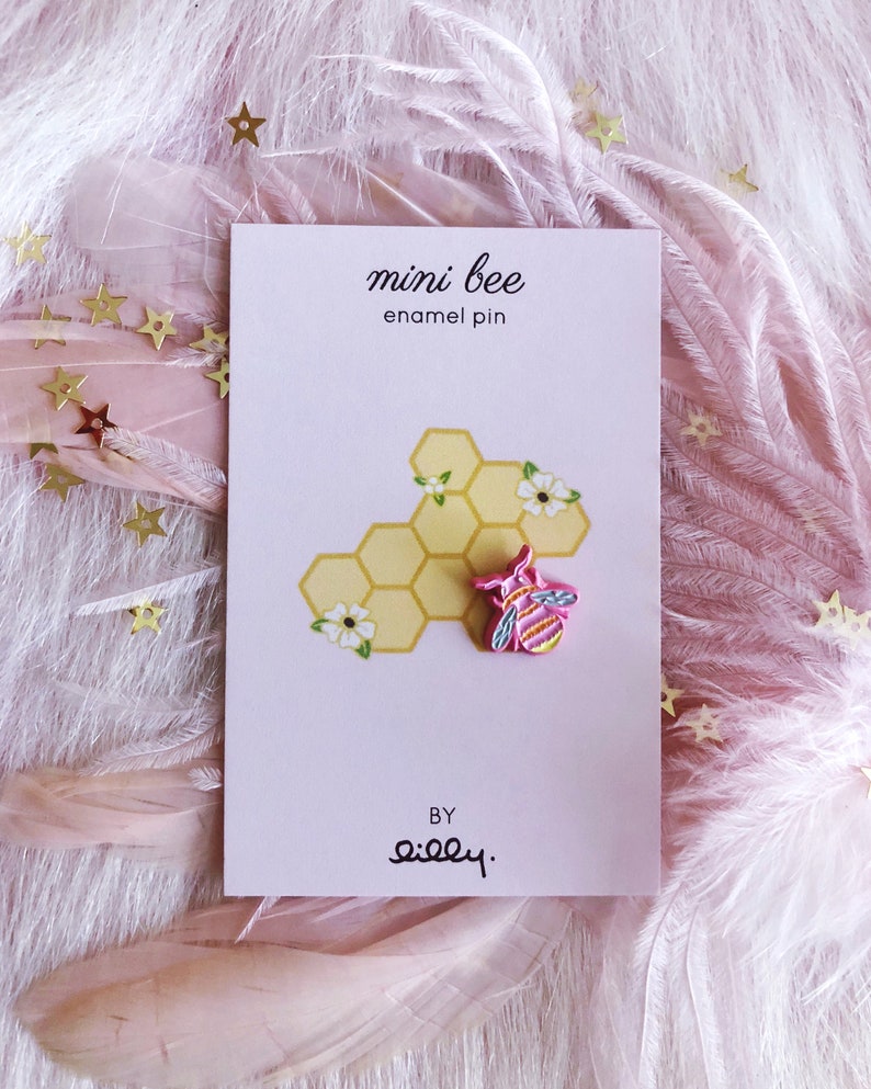 Mini Bee Pastel Pink Enamel Pin, Soft Enamel Cute Animal Nature Bees ...