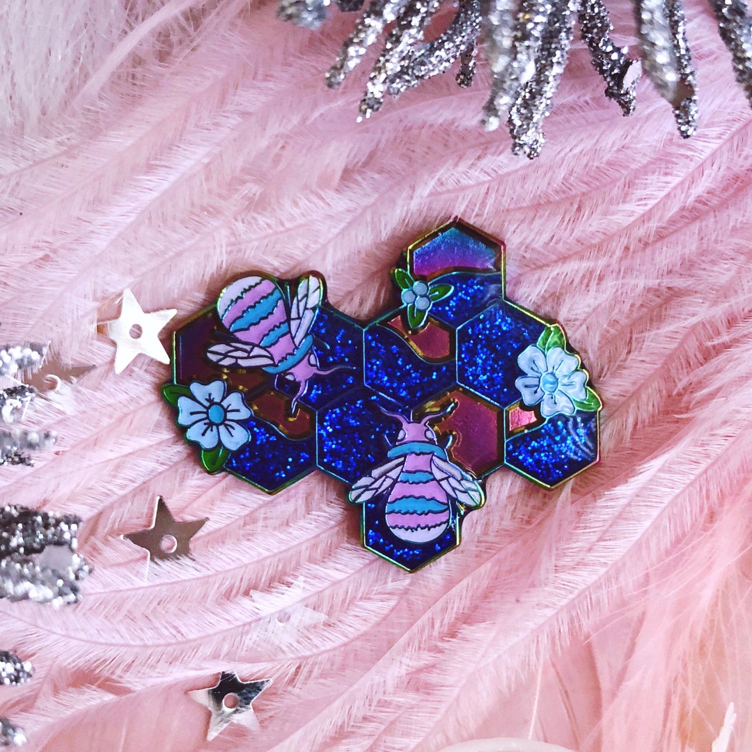 Blueberry Honeycomb Hard Enamel Pin, Rainbow Metal Anodized Blue ...