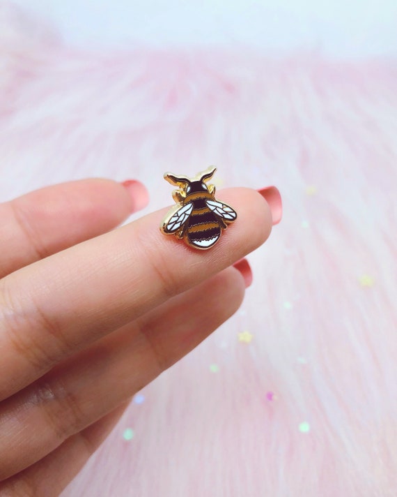 Mini Bee Pin Tiny Gold Hard Enamel Honeybee Lapel Pin Badge - Etsy
