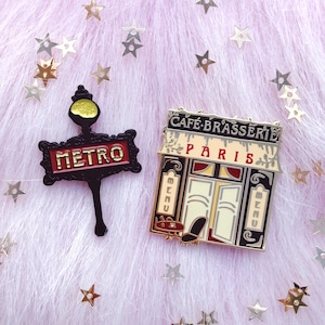 Paris Cafe Hard Enamel Pin, Parisian France Inspired French Coffee Shop ...
