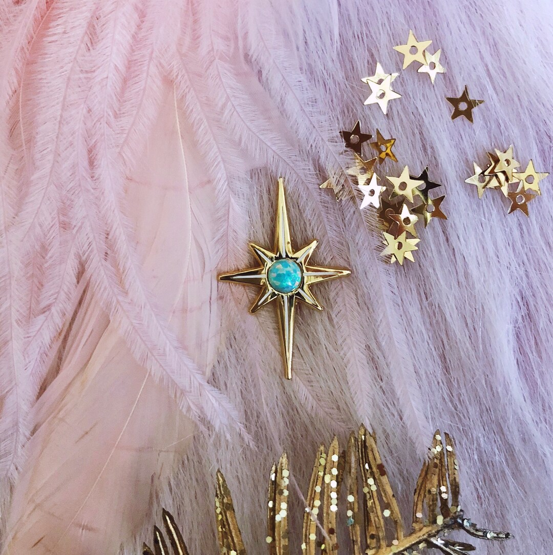 Starburst Opal (seafoam Green) Enamel Pin, Celestial Star Ethereal ...