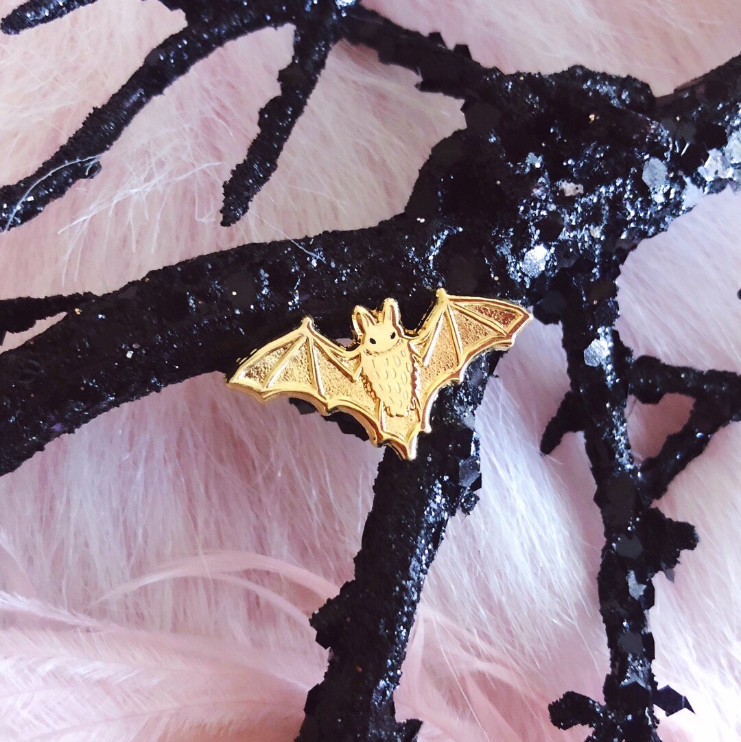 Mini Bat Tiny Gold Hard Enamel Pin, Small Cute Animal Nature Spooky ...