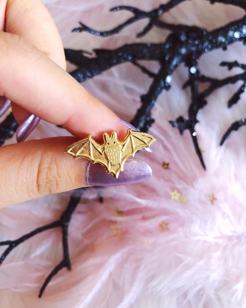 Mini Bat Tiny Gold Hard Enamel Pin Small Cute Animal Nature - Etsy
