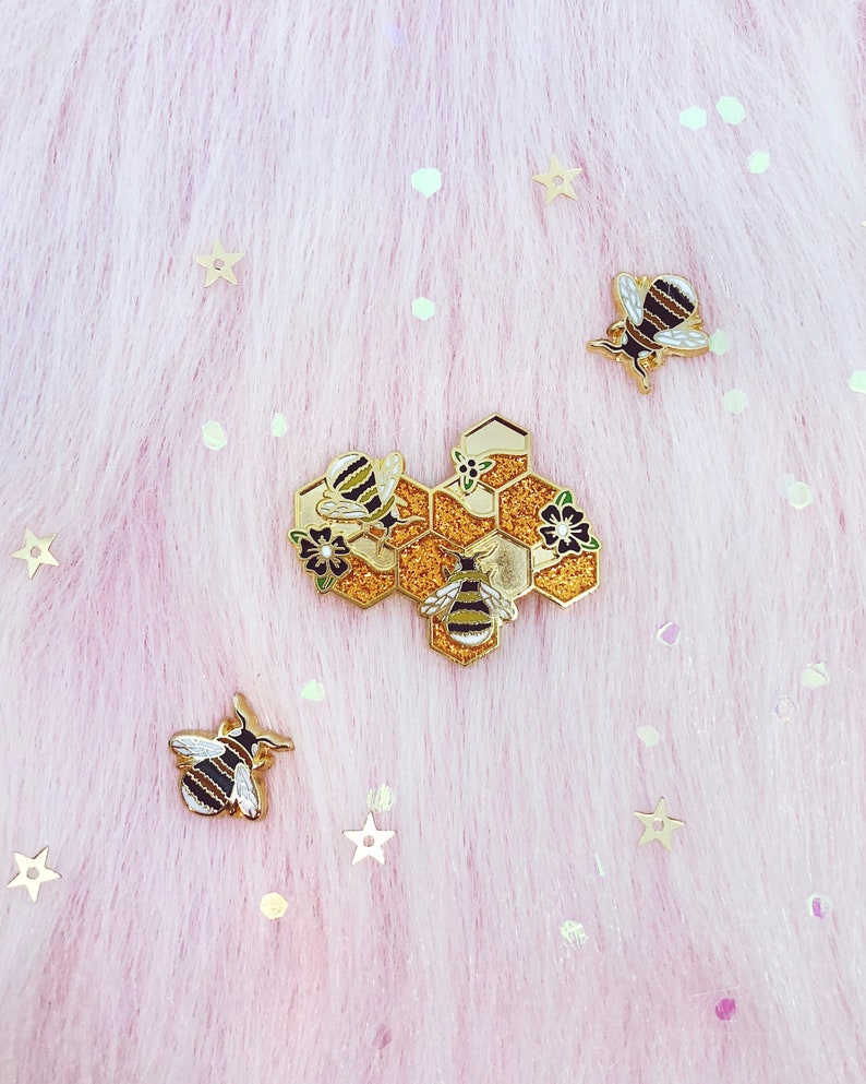 Mini Bee Pin Tiny Gold Hard Enamel Honeybee Lapel Pin Badge - Etsy