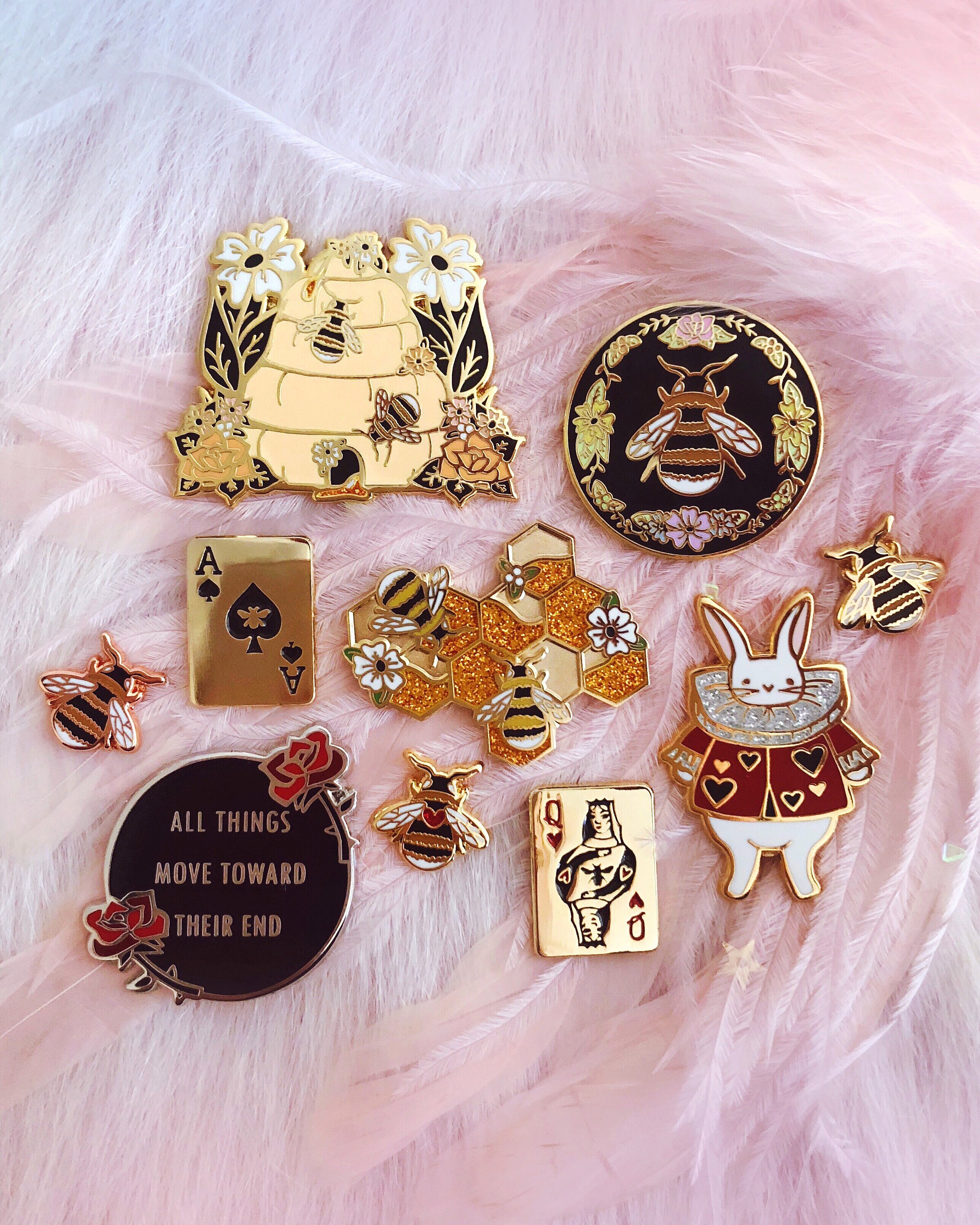 Beehive Hard Enamel Pin Honeybee Floral Flowers Botanical | Etsy