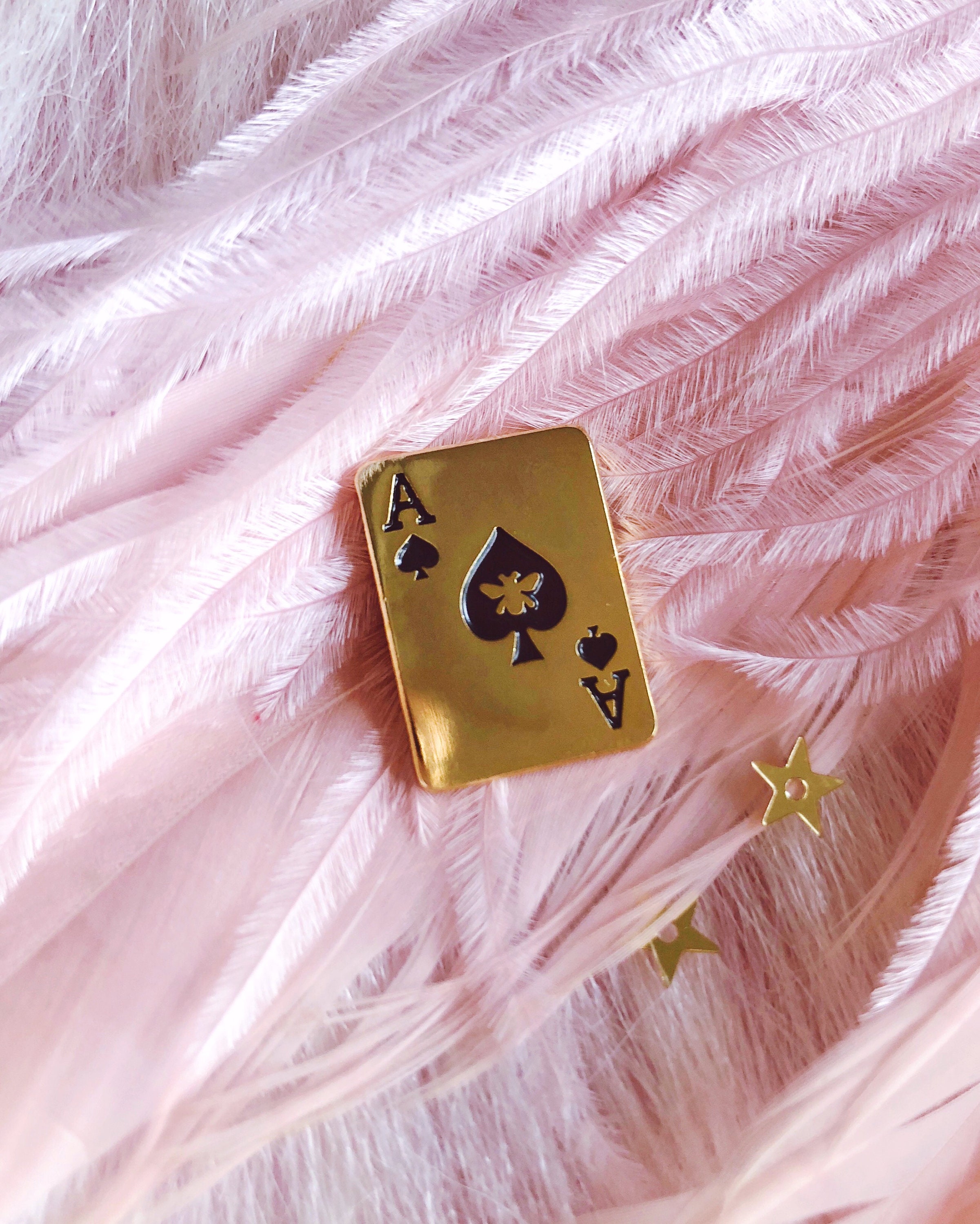Ace of Spades Golden Playing Card Gold Soft Enamel Pin Bee - Etsy