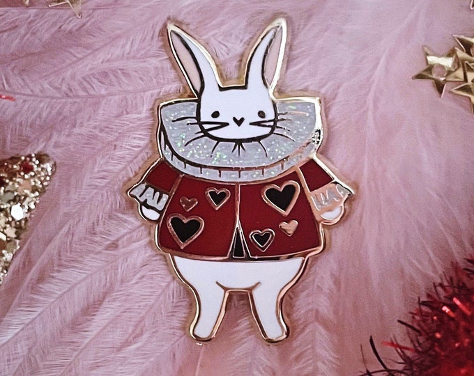White Rabbit Hard Enamel Pin, Gold Finish Original Alice in Wonderland ...