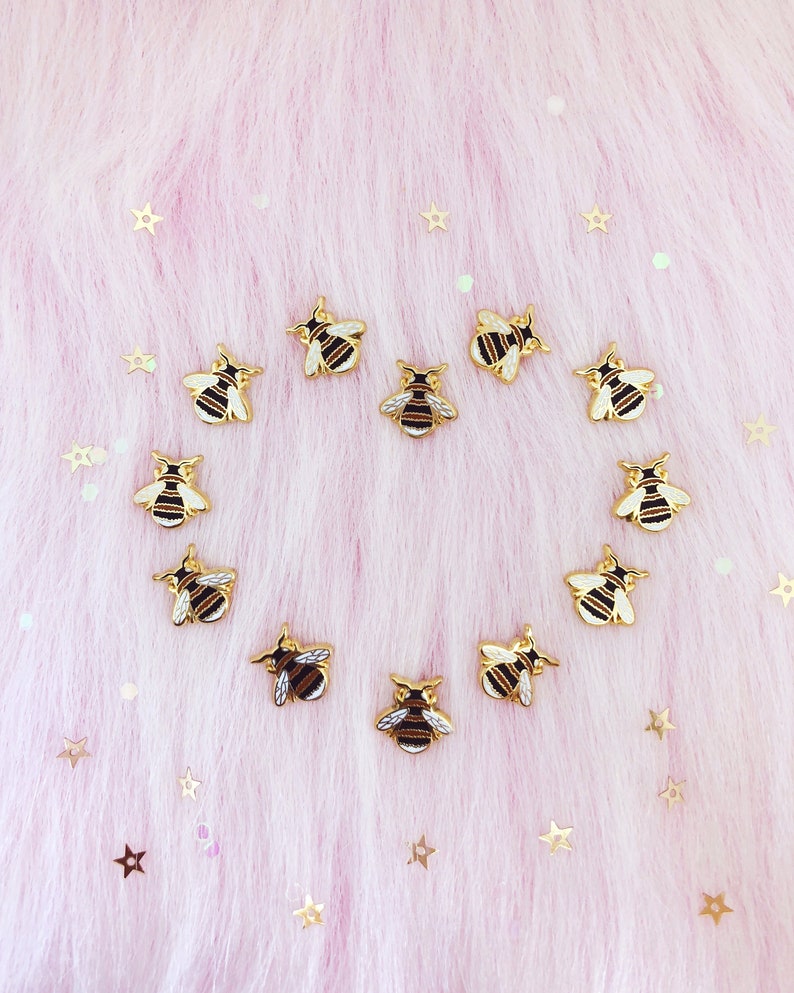 Mini Bee Pin Tiny Gold Hard Enamel Honeybee Lapel Pin Badge - Etsy