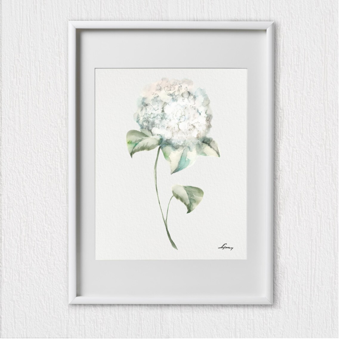 Hydrangea Prints Set 2 Flower Watercolor Painting Black and | Etsy