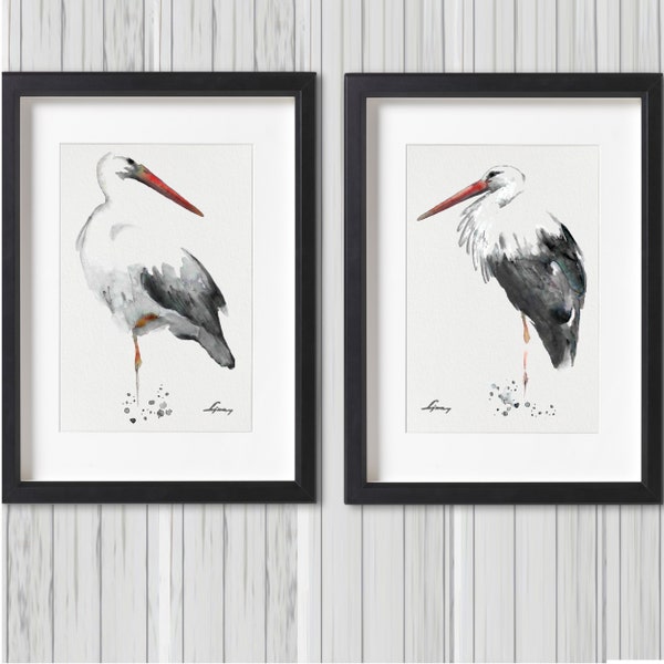 Stork Painting Art - Etsy