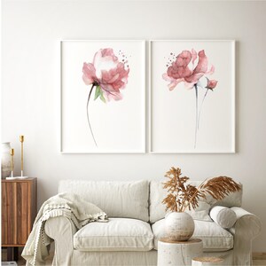 Peony Set 2 Watercolor Painting Pink Floral Illustration Kids Room ...