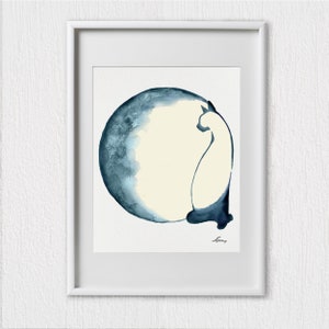 Indigo Navy Moon Phases Print, Blue Illustration, Phases Moon ...