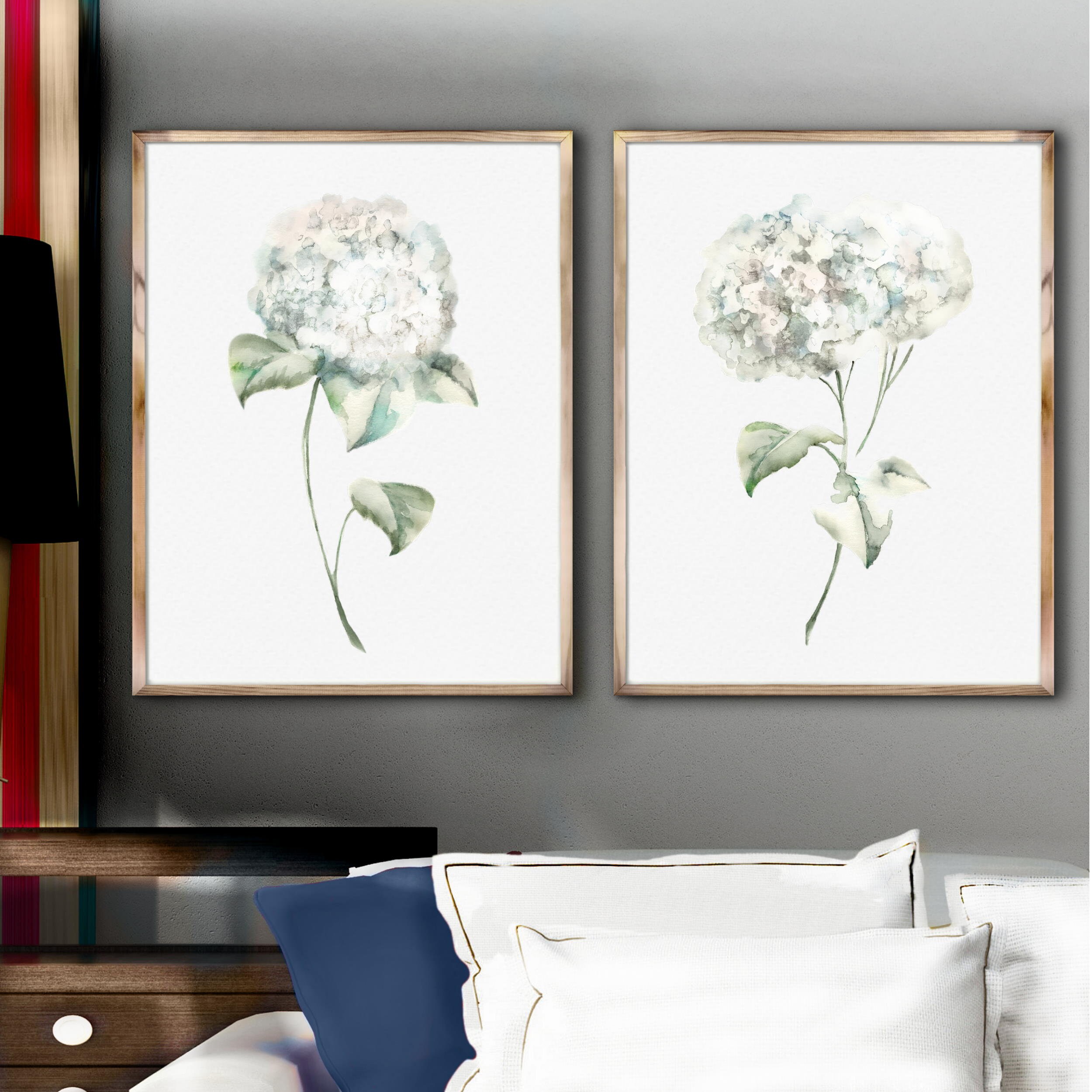 Hydrangea Prints Set 2 Flower Watercolor Painting Black and | Etsy
