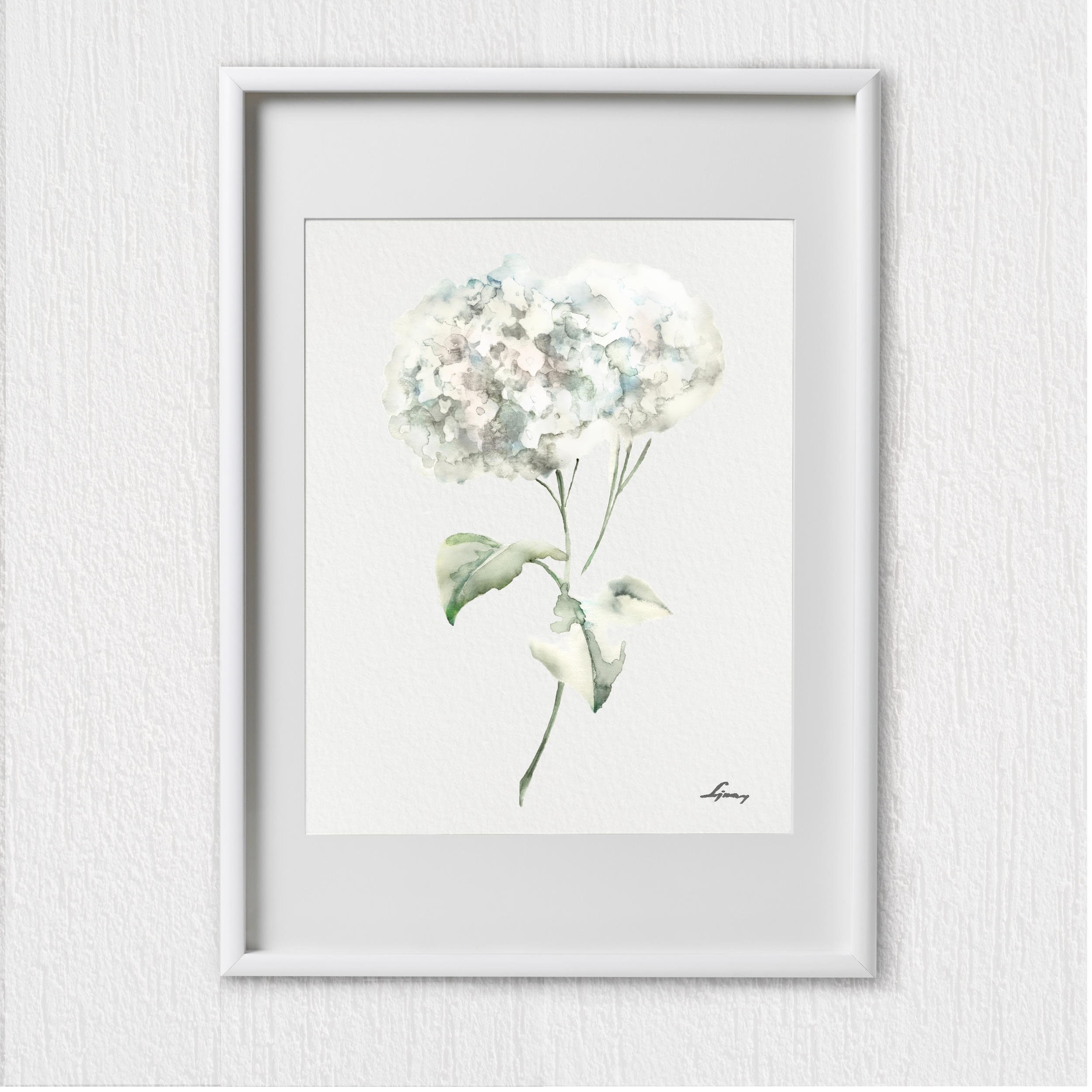 Hydrangea Prints Set 2, Flower Watercolor Painting, Black and White ...