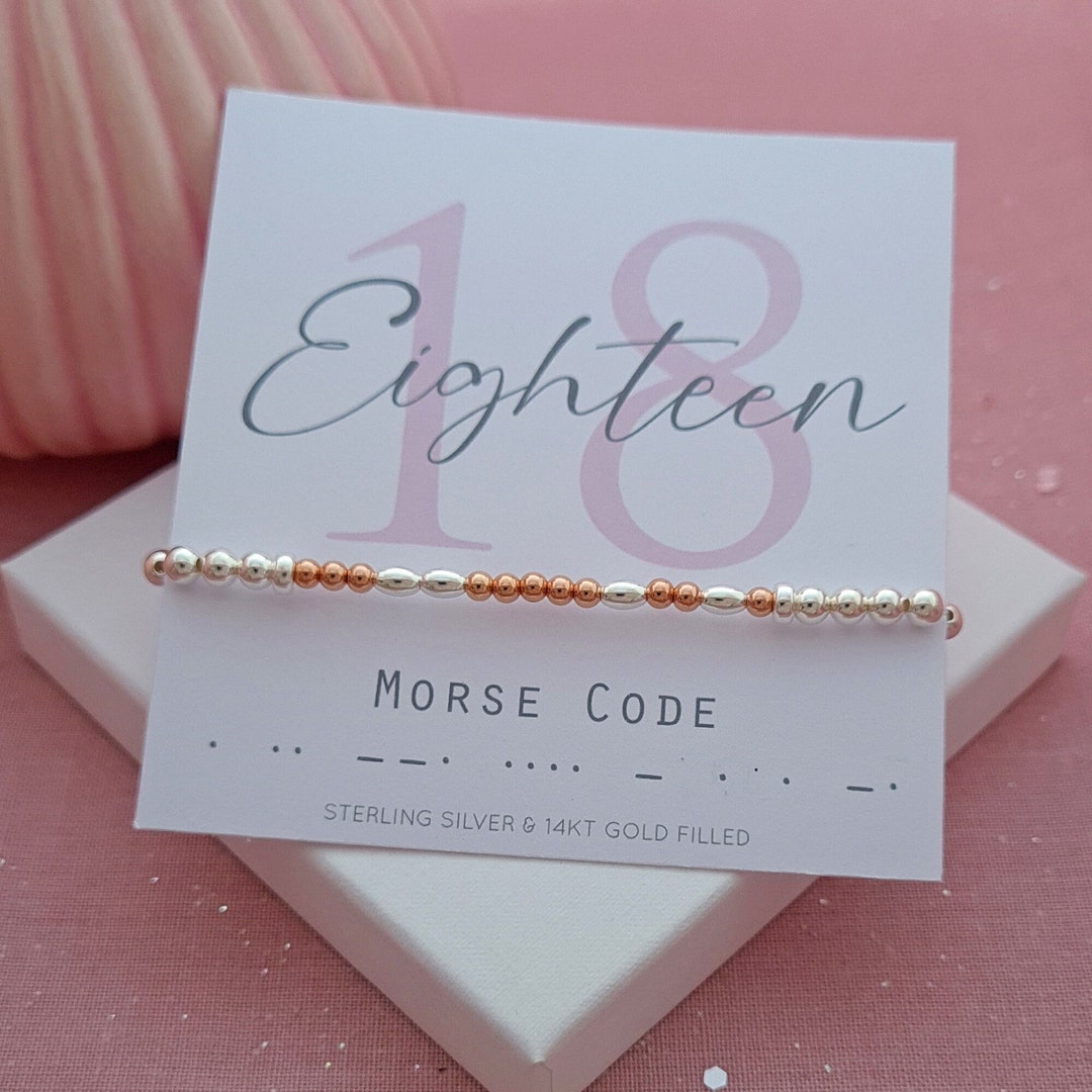 18th Birthday Bracelet, 18th Birthday Morse Code, 18th Silver Bracelet ...