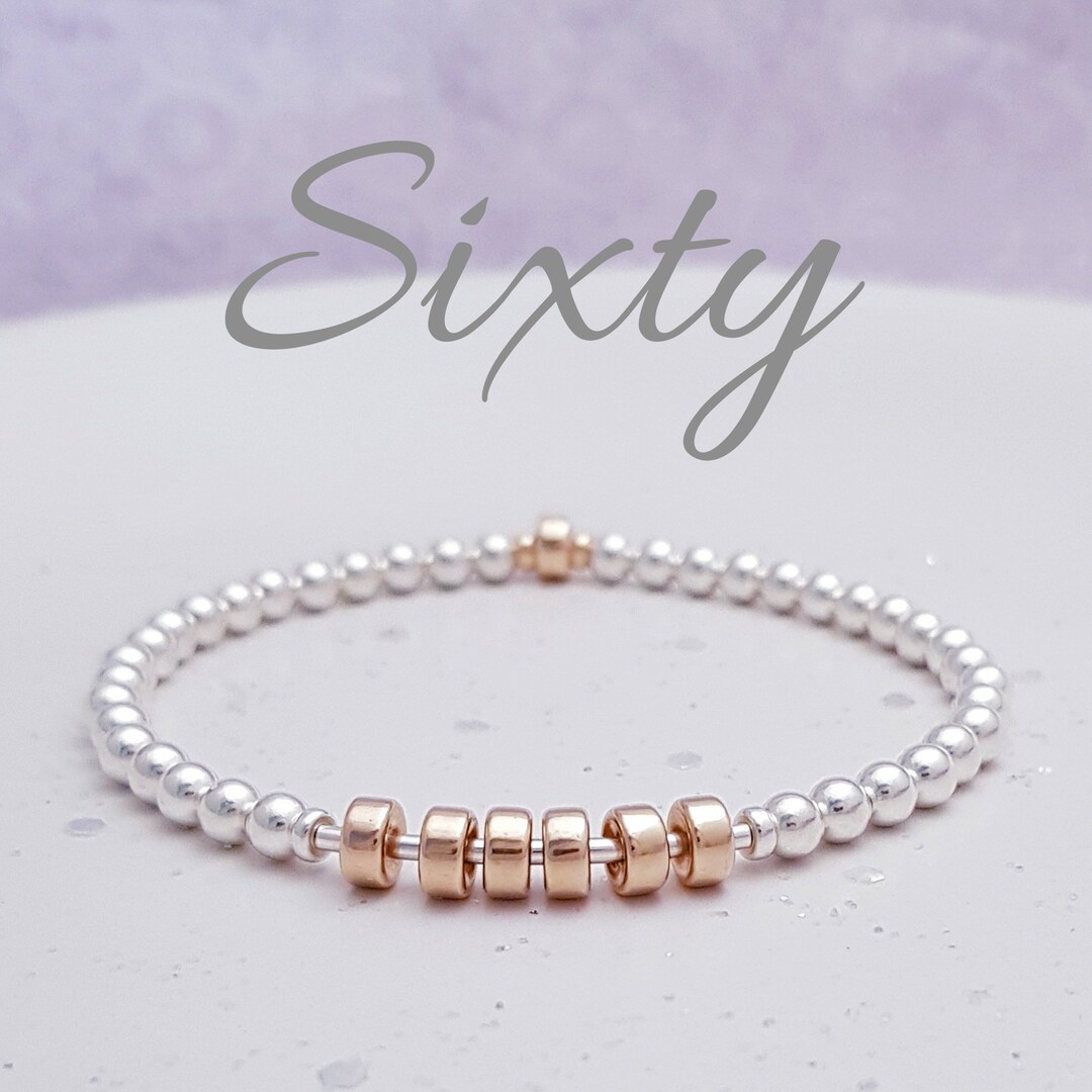 60th Birthday Bracelet, Sixty Silver Bracelet, 60th Jewellery, Sixtieth ...