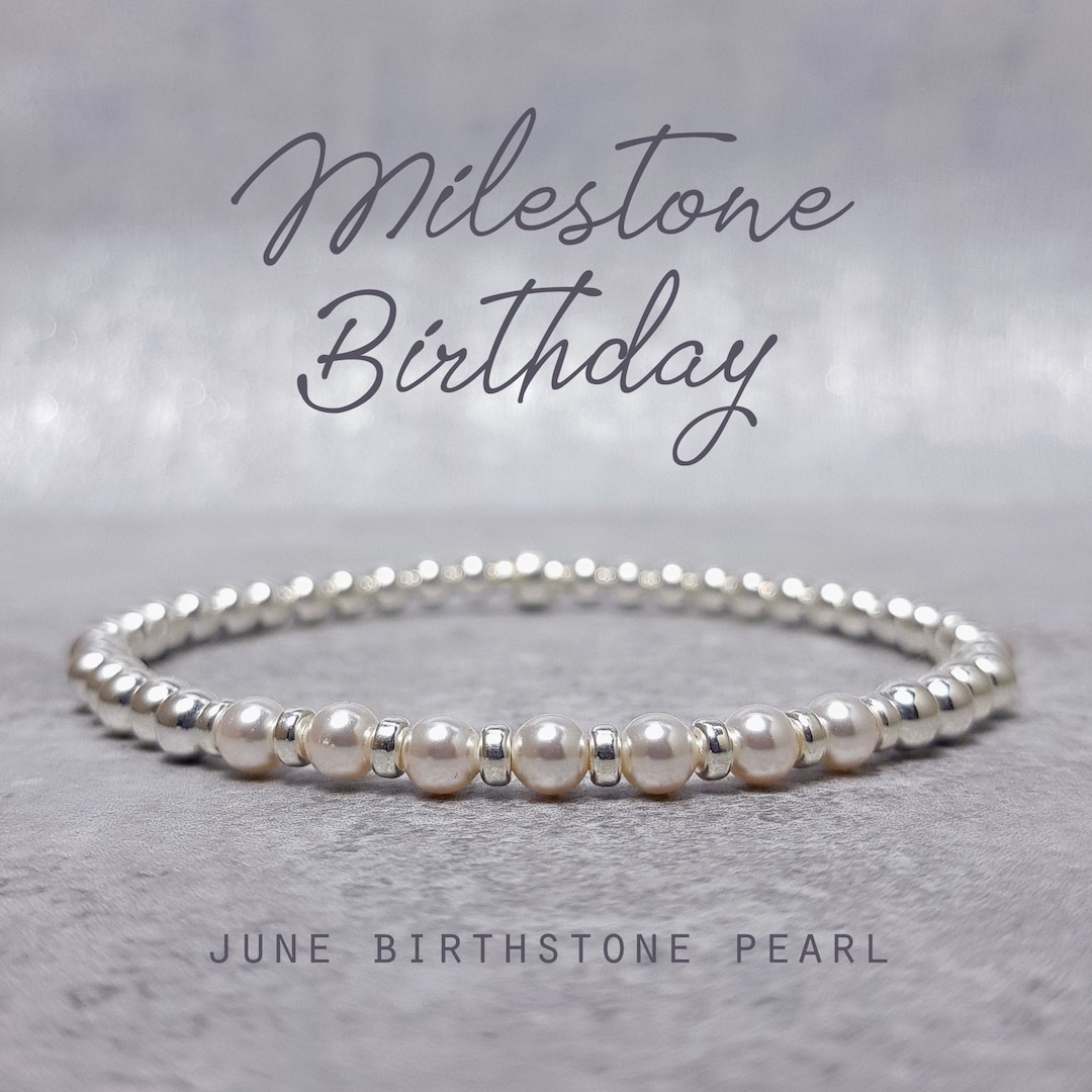 June Milestone Birthday Bracelet | 30th/40th/50th/60th/70th/80th/90th ...
