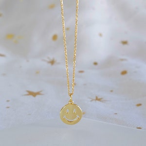 Smiley Face Necklace in Sterling Silver or Gold Plated | Smiley Face ...