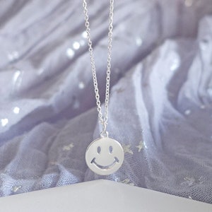 Smiley Face Necklace in Sterling Silver or Gold Plated | Smiley Face ...