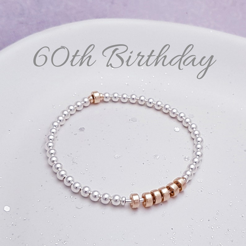 60th Birthday Bracelet, Sixty Silver Bracelet, 60th Jewellery, Sixtieth ...