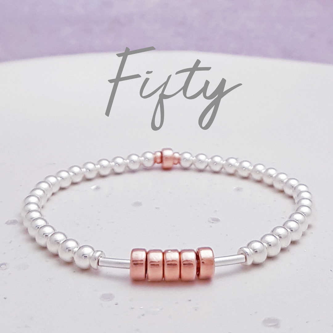 50th Birthday Bracelet, 50th Birthday Jewellery, 50th Milestone ...