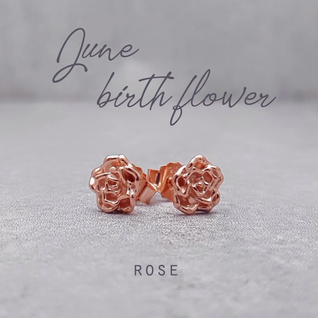 June Birth Flower Earrings | Rose Earrings | Rose Gold June Earrings ...