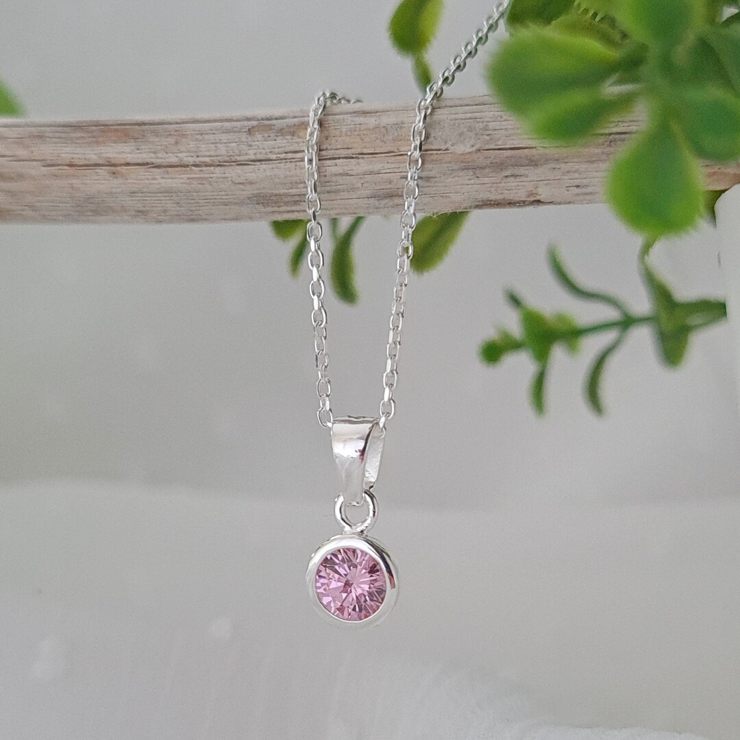 October Birthstone Necklace | Tourmaline CZ Birthstone Necklace ...