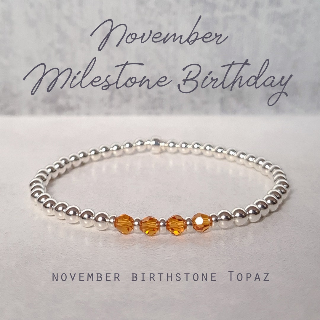 November Milestone Birthday Bracelet | 30th/40th/50th/60th/70th/80th ...