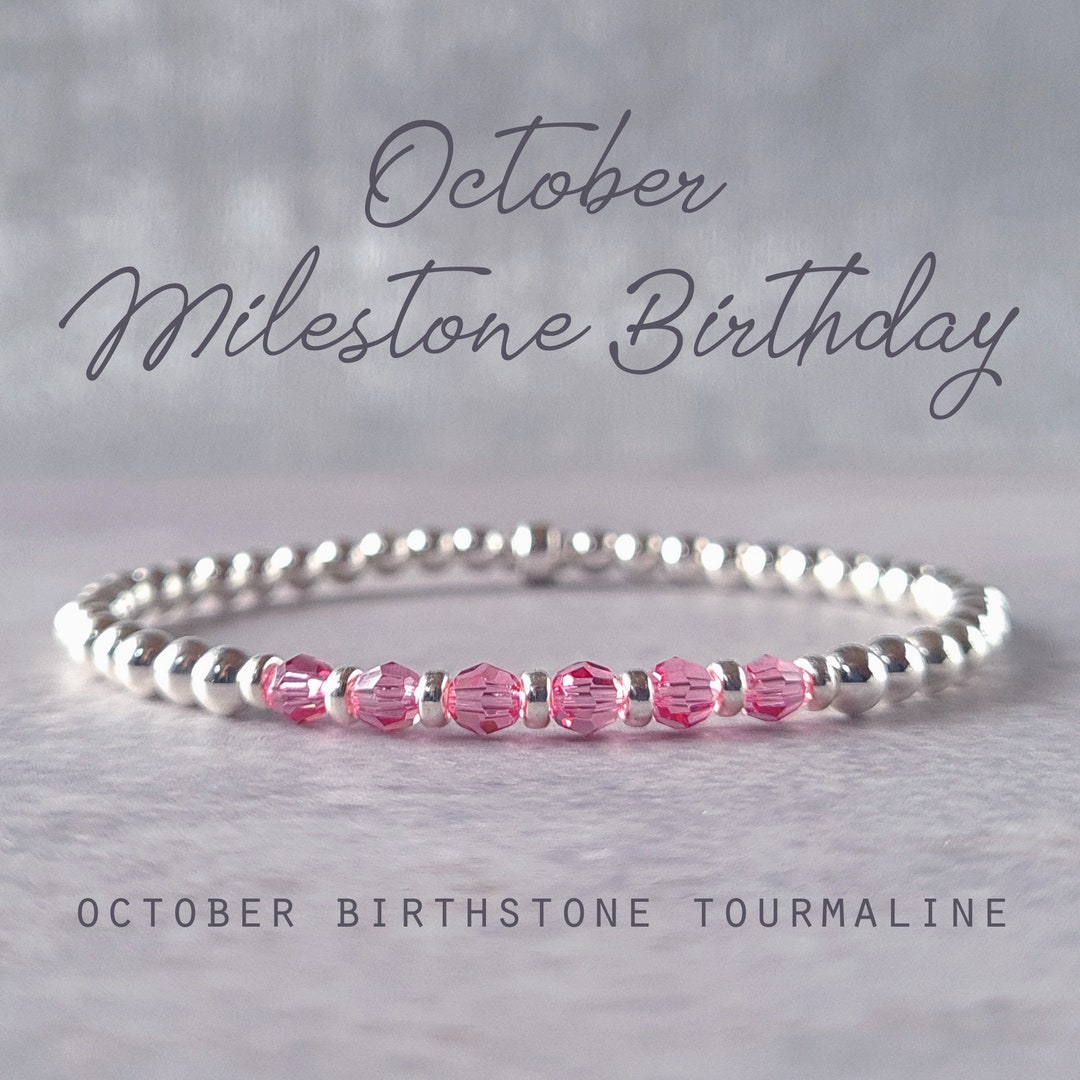 October Milestone Birthday Bracelet | 30th/40th/50th/60th/70th/80th ...