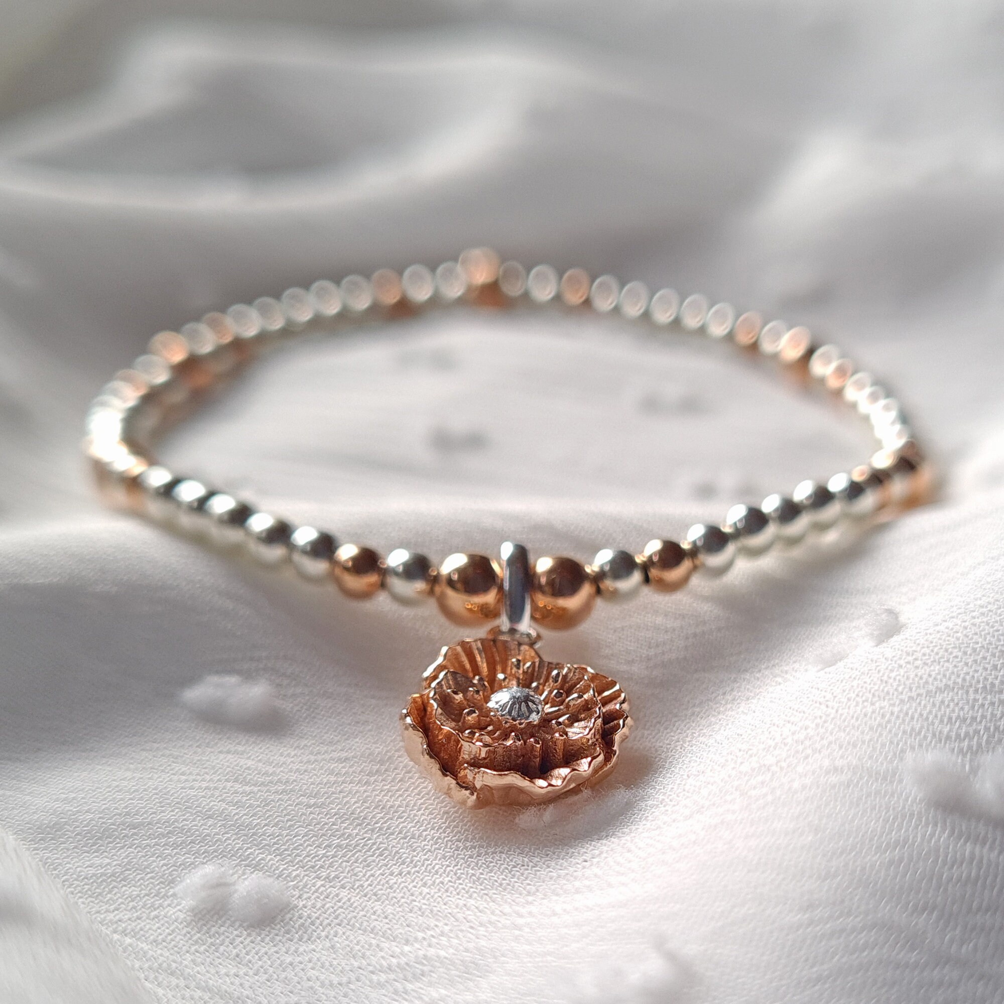 August Birth Flower Poppy Bracelet Rose Gold Poppy Bracelet - Etsy UK