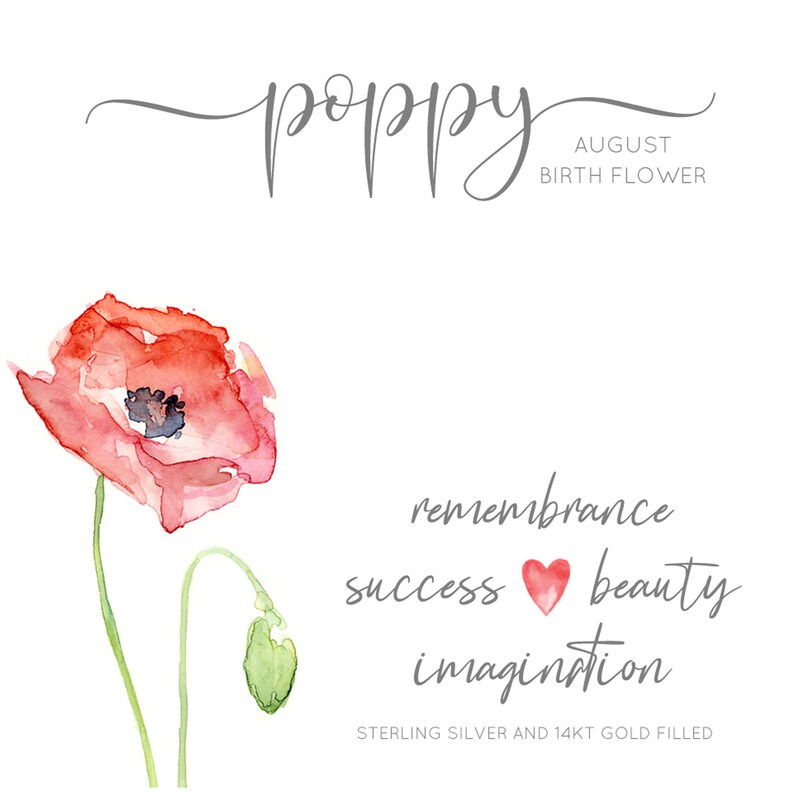 August Birth Flower Poppy Bracelet Rose Gold Poppy Bracelet - Etsy UK