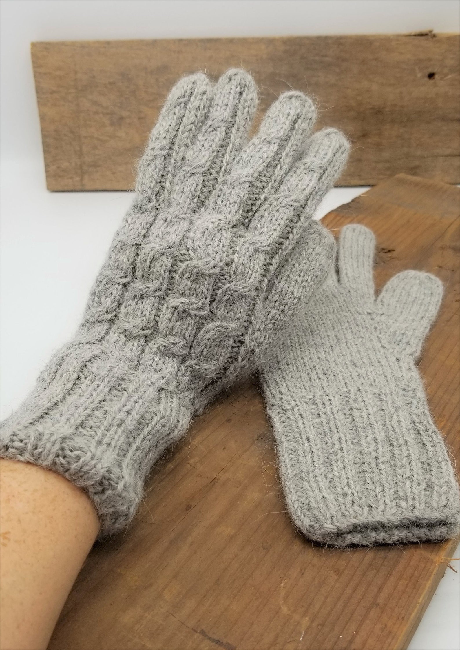 Alpaca Hand-made Cable Knit Gloves - Etsy