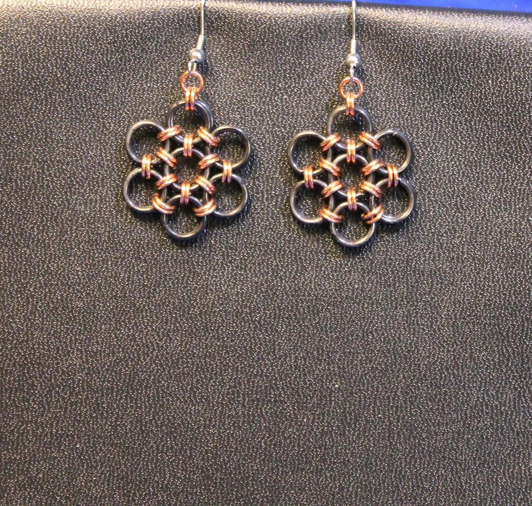 Celtic Daisy Japanese Flower Chainmail Earrings - Etsy