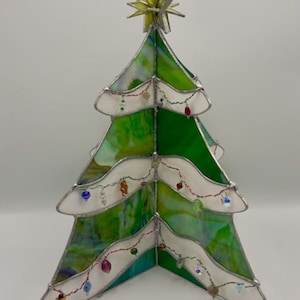 Large Decorated Christmas Tree Stained Glass - Etsy