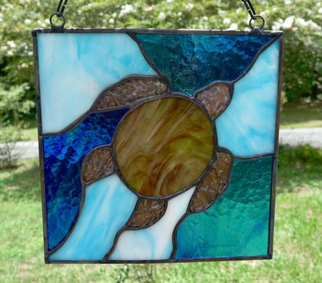 Turtle in Ocean Stained Glass - Etsy