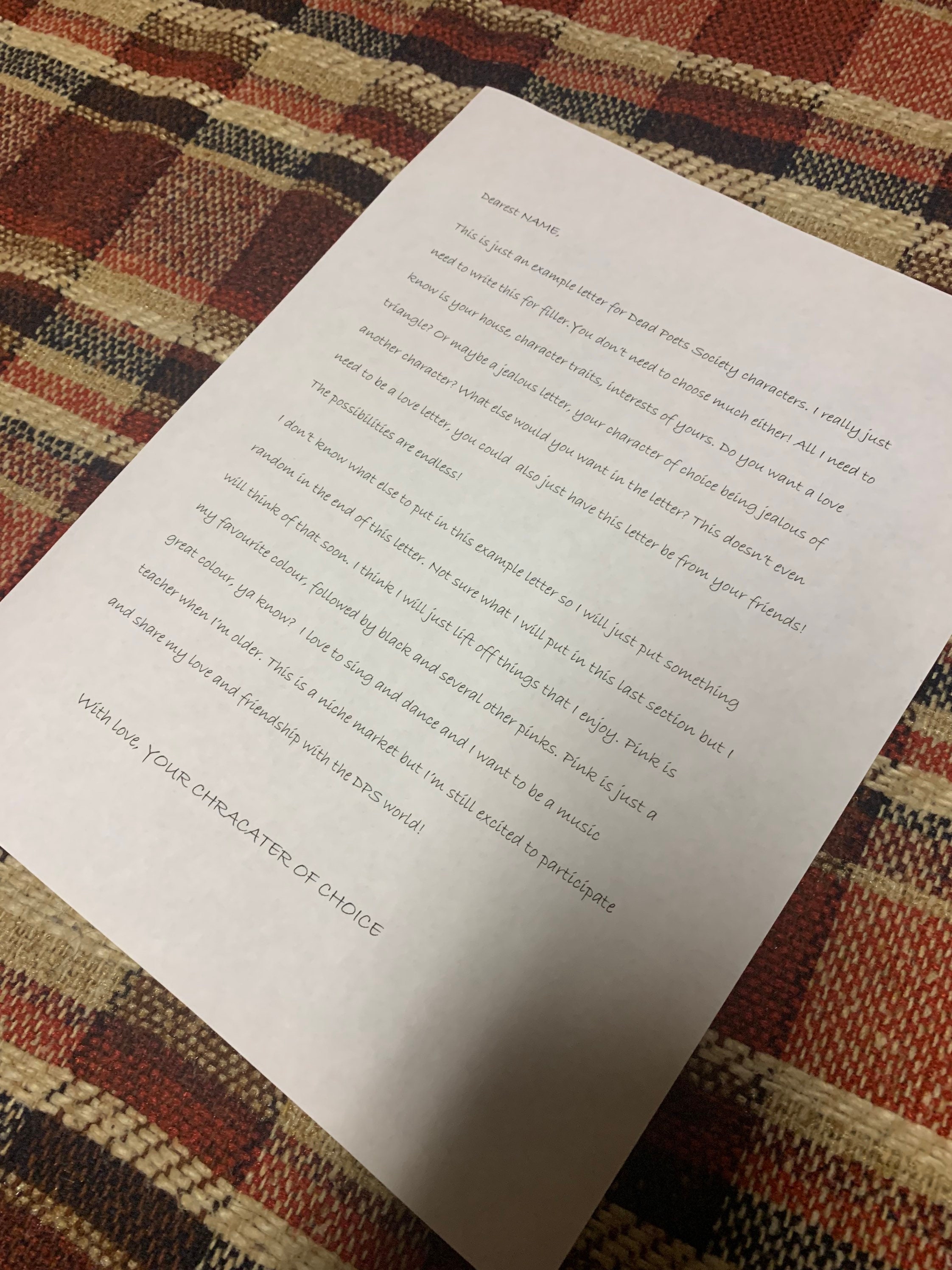 Custom Letter From Knox Overstreet (dead Poets Society) - Etsy