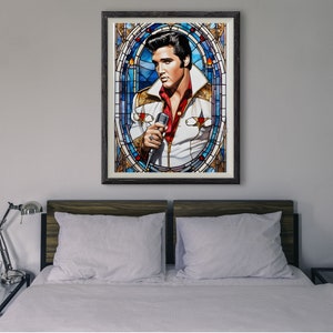 Elvis Presley Poster Stained Glass Cool Gift Wall Art Home Decor Art ...