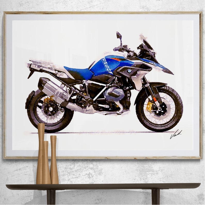 Watercolor BMW R1250GS Trophy Motorcycle, Art Print Poster, Awesome ...
