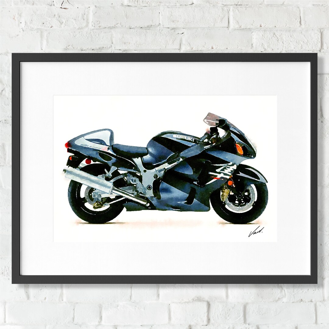 Suzuki Hayabusa GSX 1300R 1G Gray Motorcycle Art Print Poster Best Gift ...