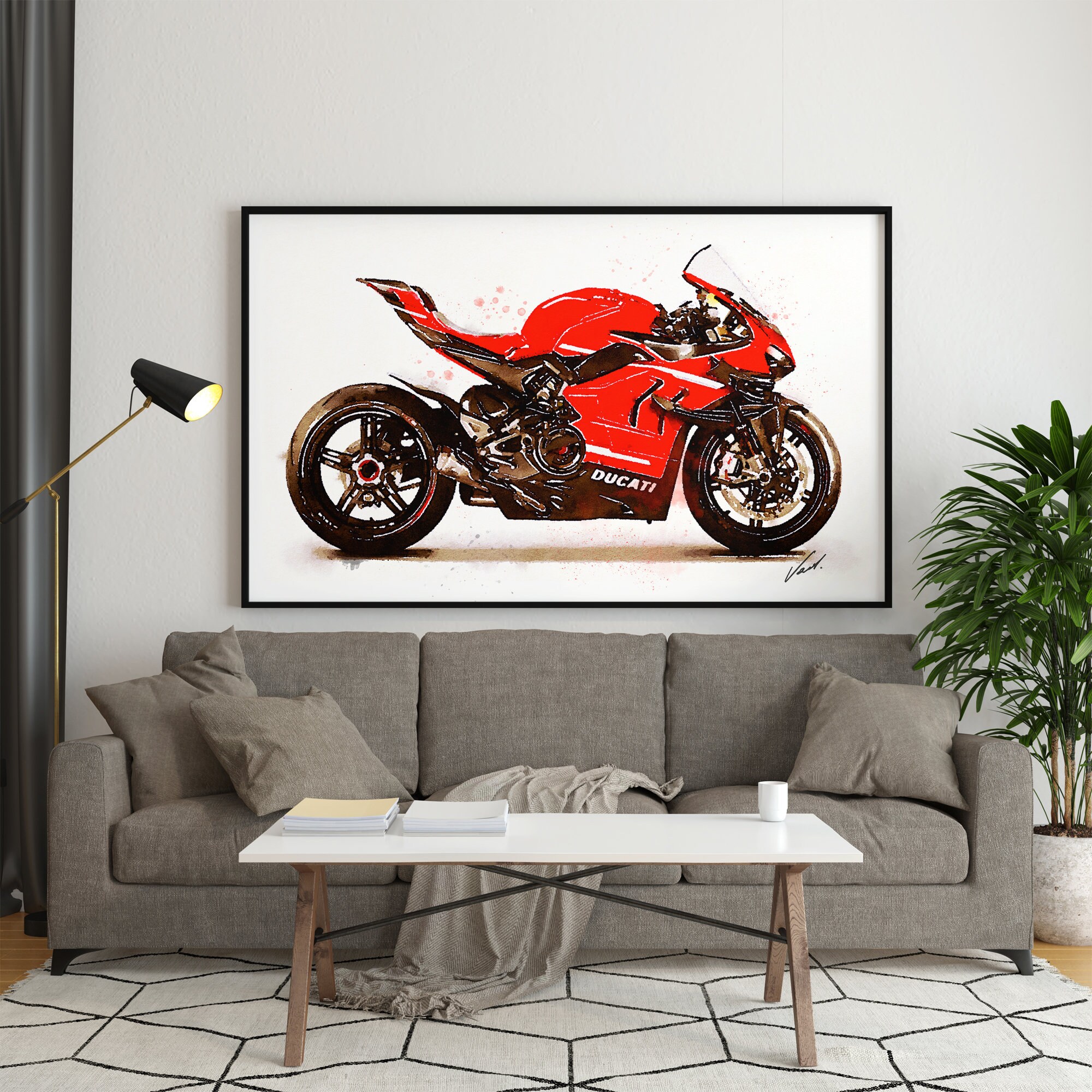 Watercolor Ducati Superleggera V4 Motorcycle, Art Print Poster, Awesome ...