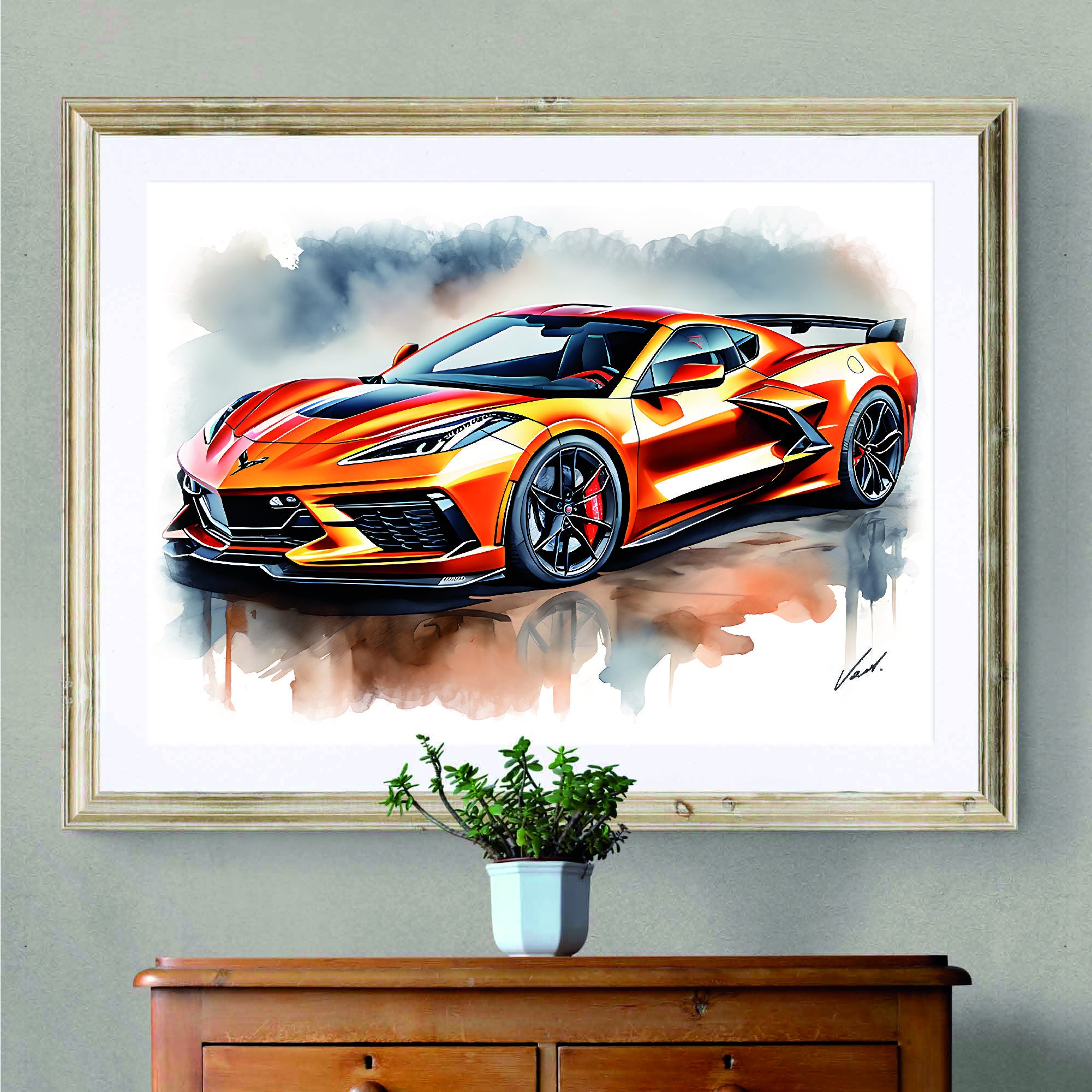 Chevrolet Corvette C8 Art Print Poster Best Gift Supercar Sport Car Art ...