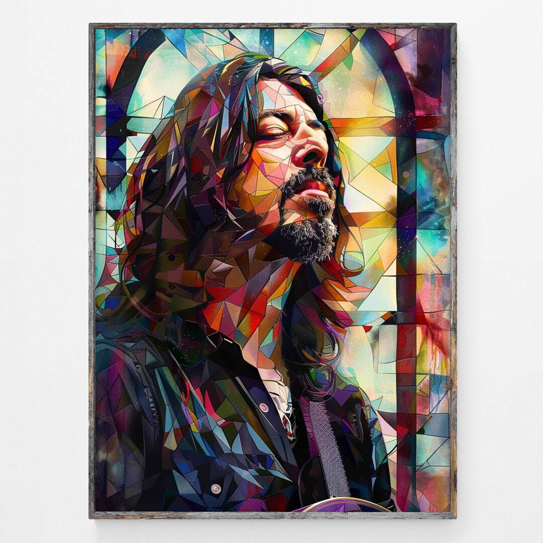 Dave Grohl Musician Poster Stained Glass Cool Gift Wall Art Home Decor ...