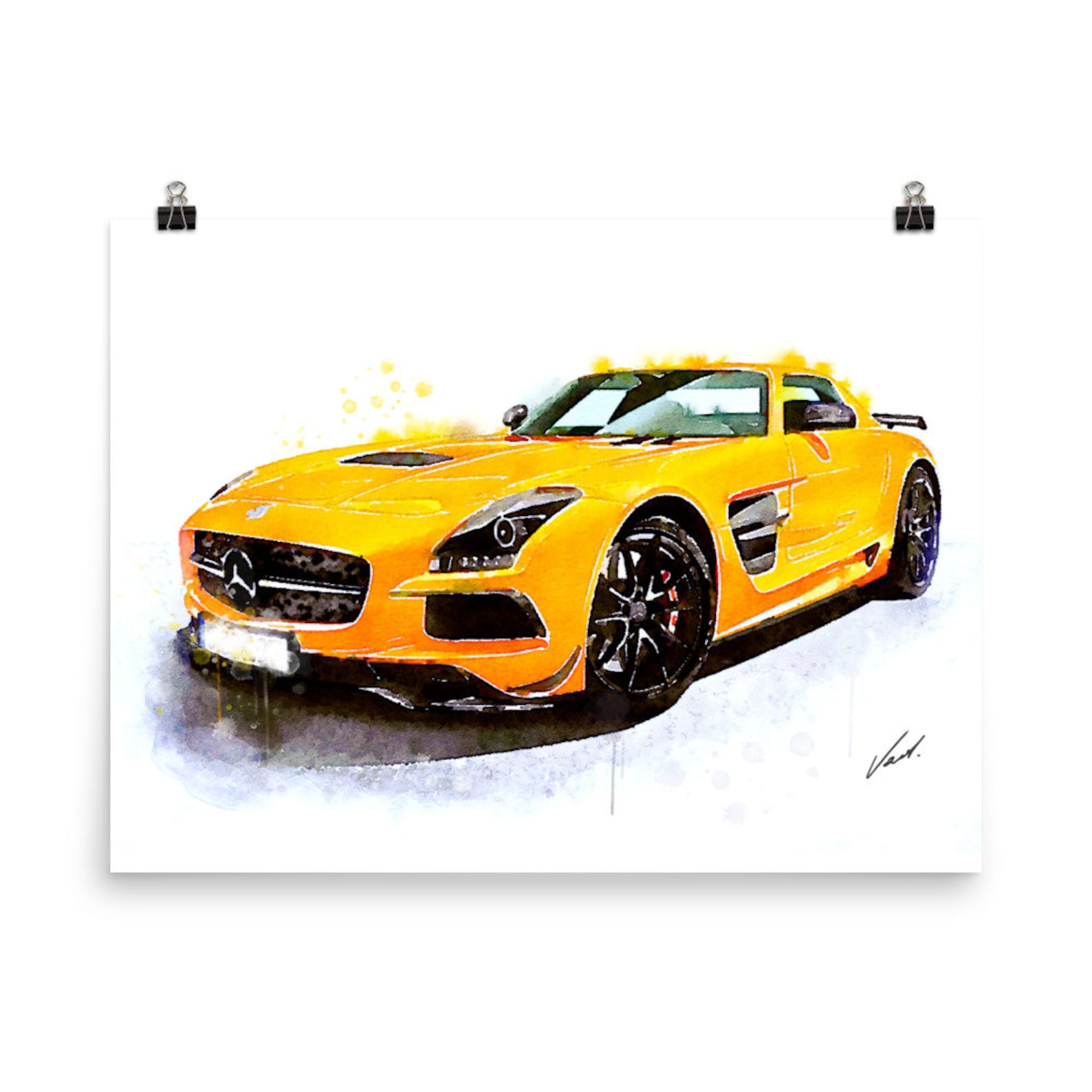 Watercolor Mercedes SLS AMG Art Print Poster Awesome Gift - Etsy