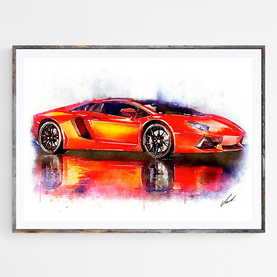 Watercolor Lamborghini Murcielago, Art Print Poster, Awesome Gift for ...