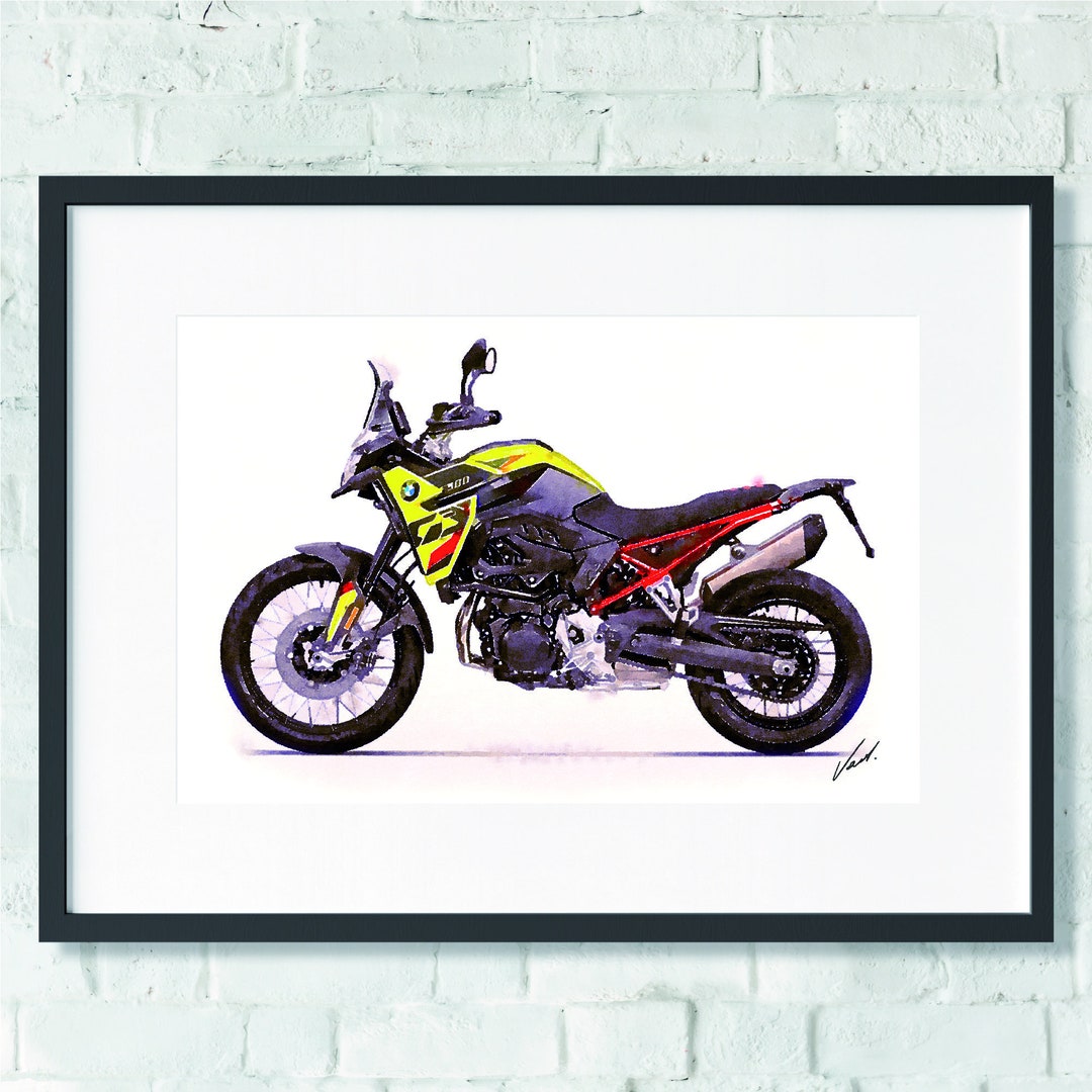 BMW F 900 GS YELLOW Motorcycle Art Print Poster Best Gift Motorbike Art ...