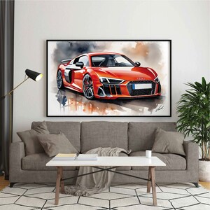 Watercolor Audi R8 Art Print Poster Awesome Gift for Car Lover Supercar ...