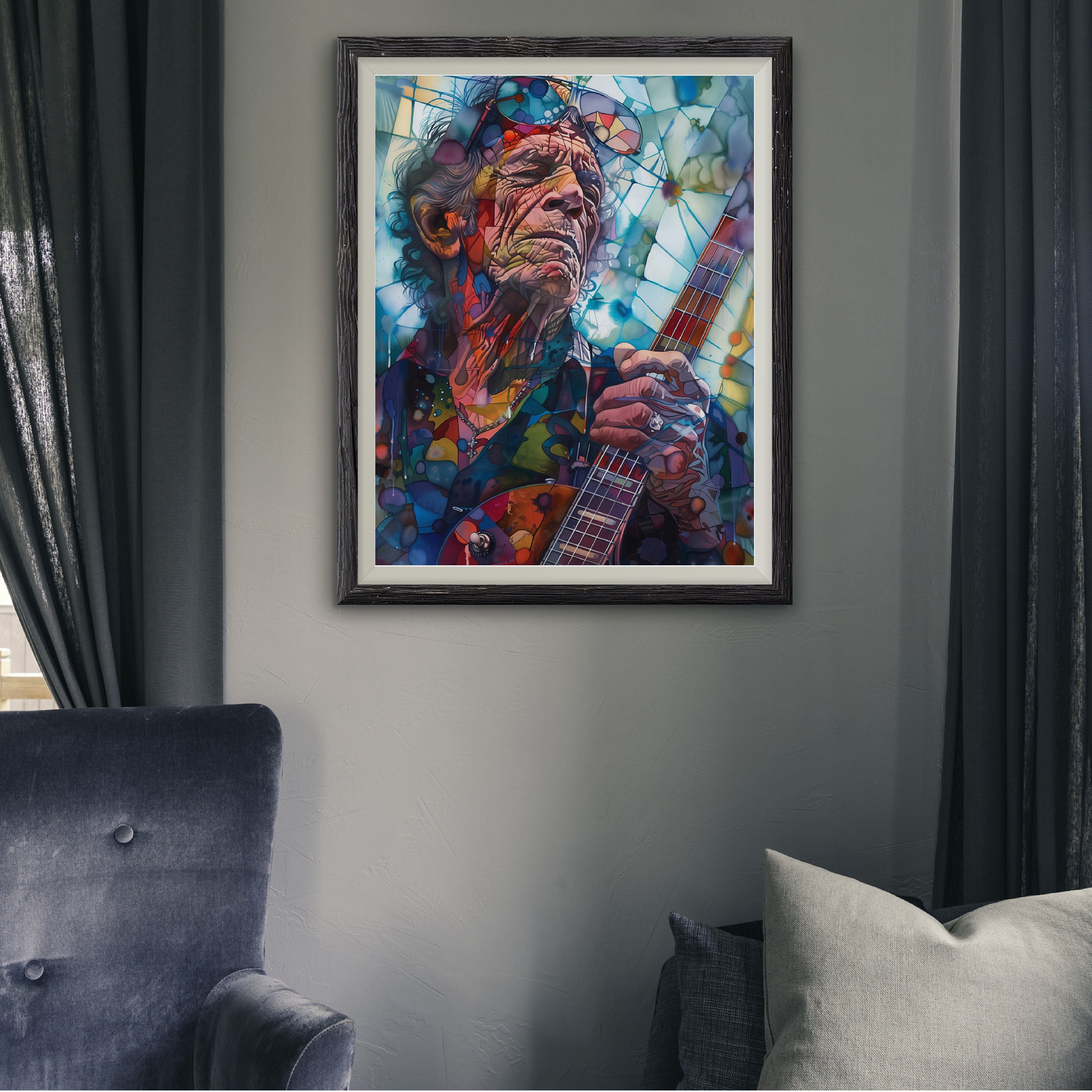 Keith Richards Musician Poster Stained Glass Cool Gift Wall Art Home ...