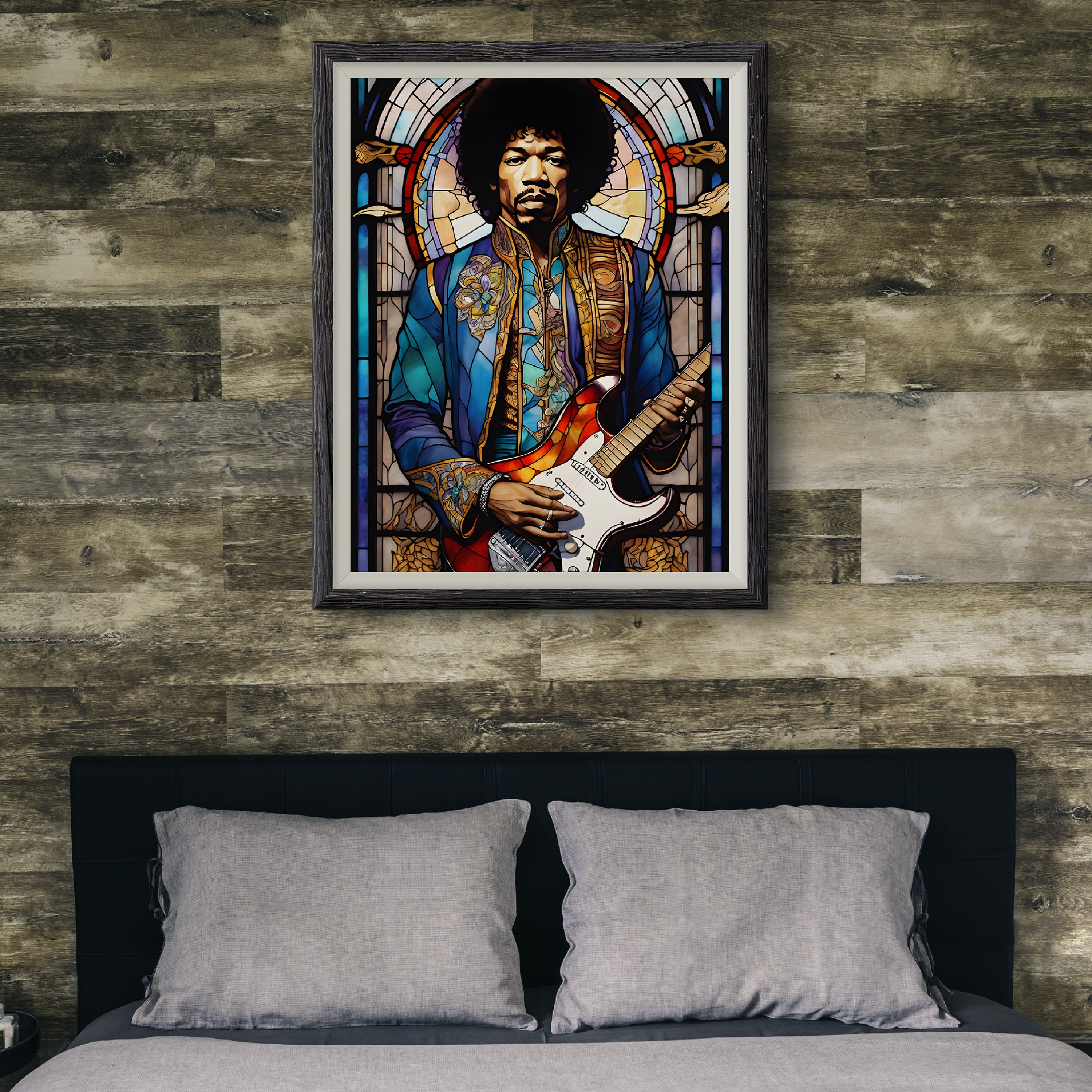 Jimi Hendrix Musician Poster Stained Glass Cool Gift Wall Art Home ...