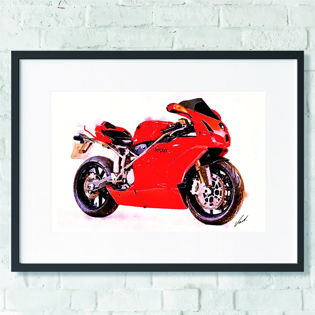 DUCATI 999 Motorcycle Art Print Poster Best Gift Motorbike Art Work ...